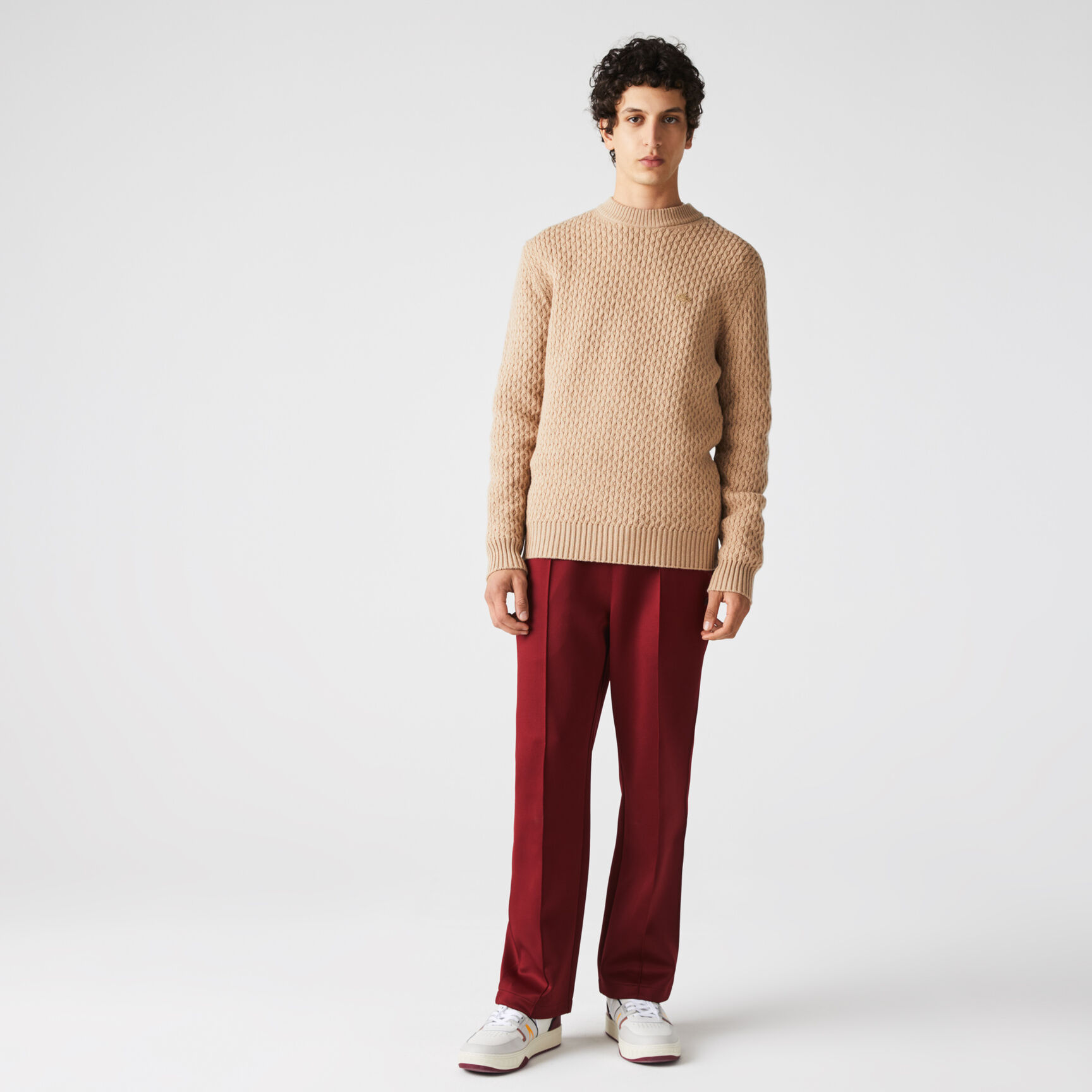 Buy Men’s Crew Neck Wool And Cashmere Cable Knit Sweater | Lacoste EG