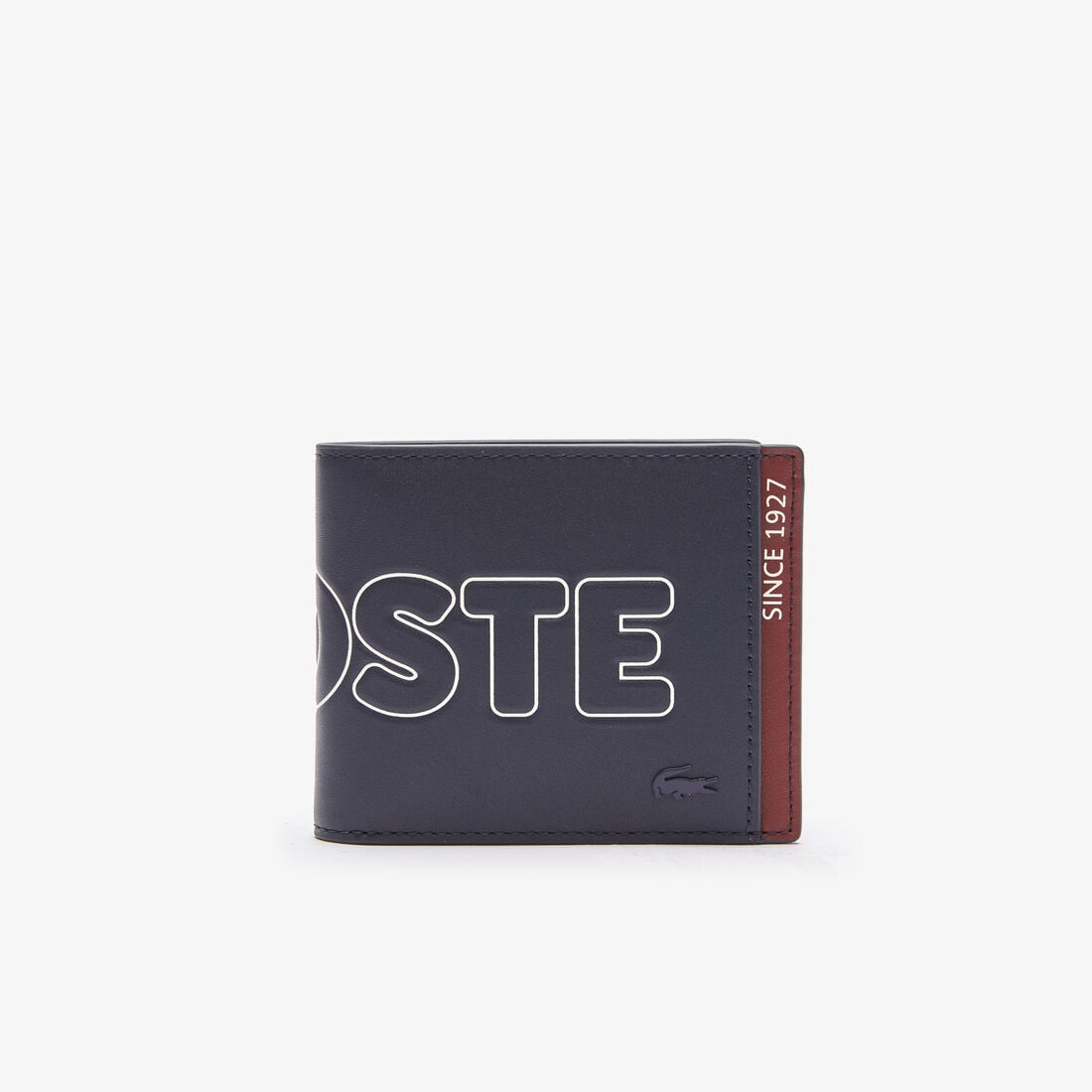 Men's Fitzgerald Branded Leather Foldable Wallet, Blue | LACOSTE EG